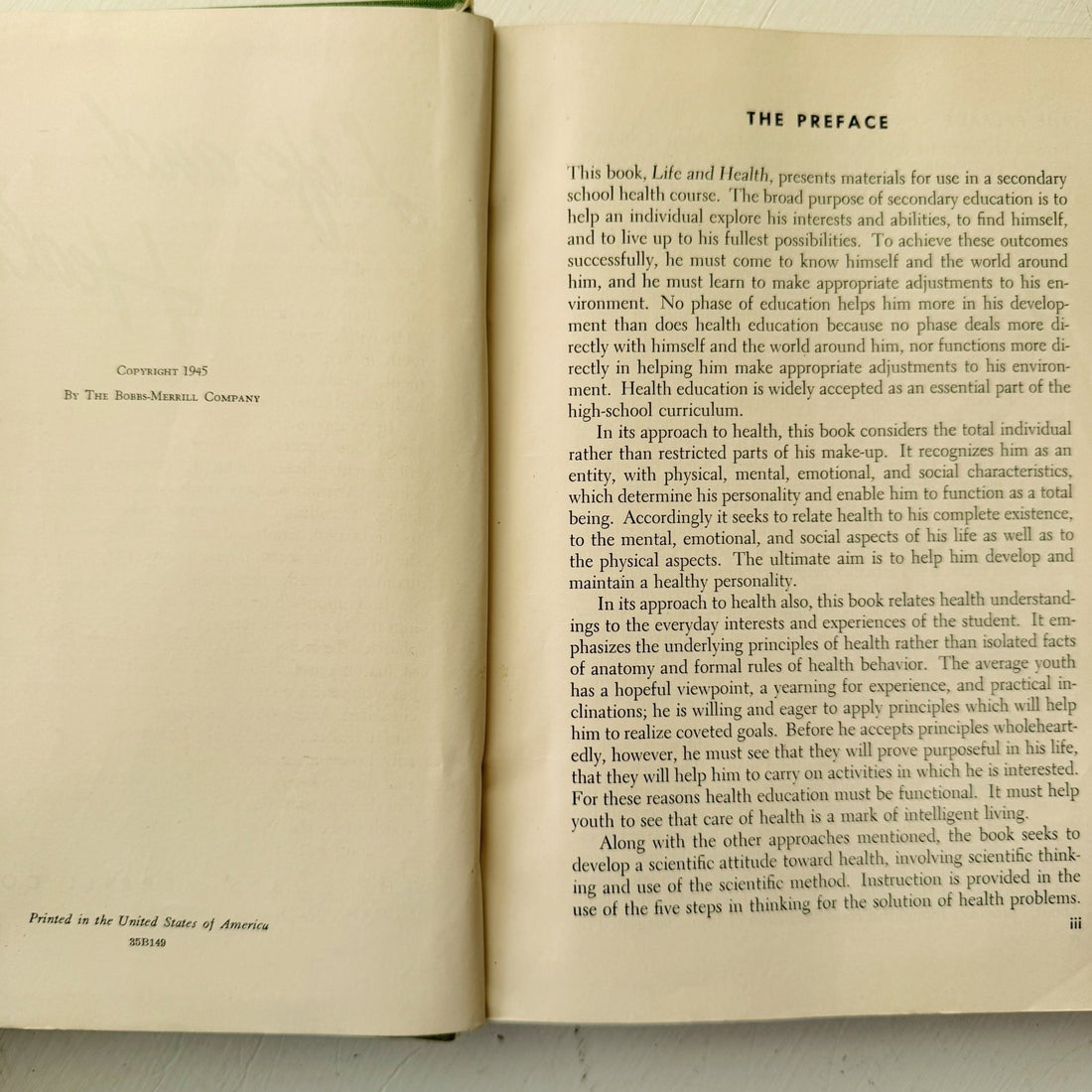 Life and Health, Mid Century 1945 Health Class High School Book ...
