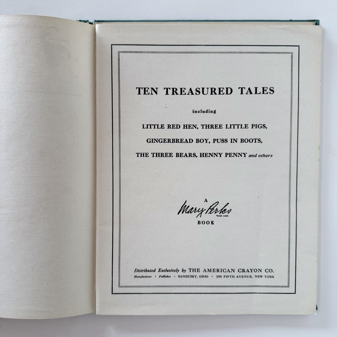 Ten Treasured Tales, A Mary Perks Book, 1943 Fairy Tales Hardcover ...